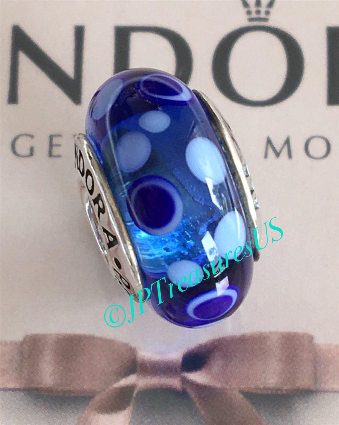 Authentic Pandora Bubbles Blue Murano Glass Charm Retired Pandora ...