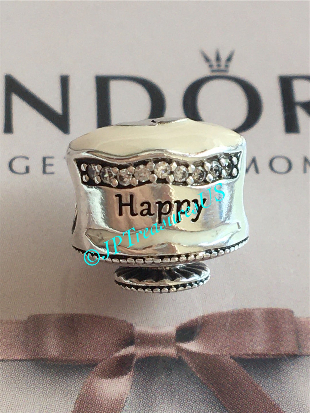 Authentic Pandora Happy Birthday Cake Charm Enamel With Clear CZ Charm ...
