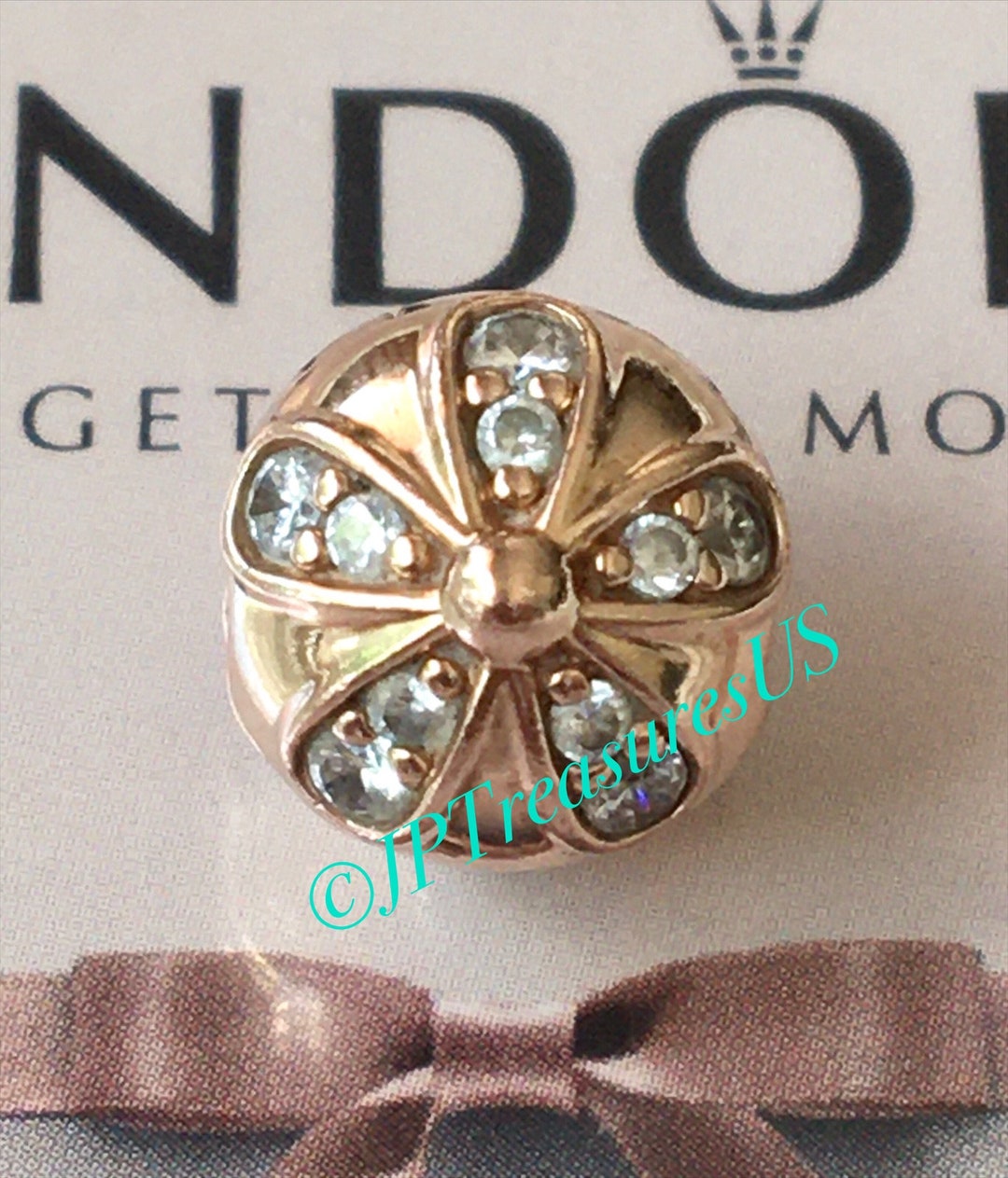 Authentic Pandora Rose Gold Plated Clip Dazzling Daisies With Clear CZ ...