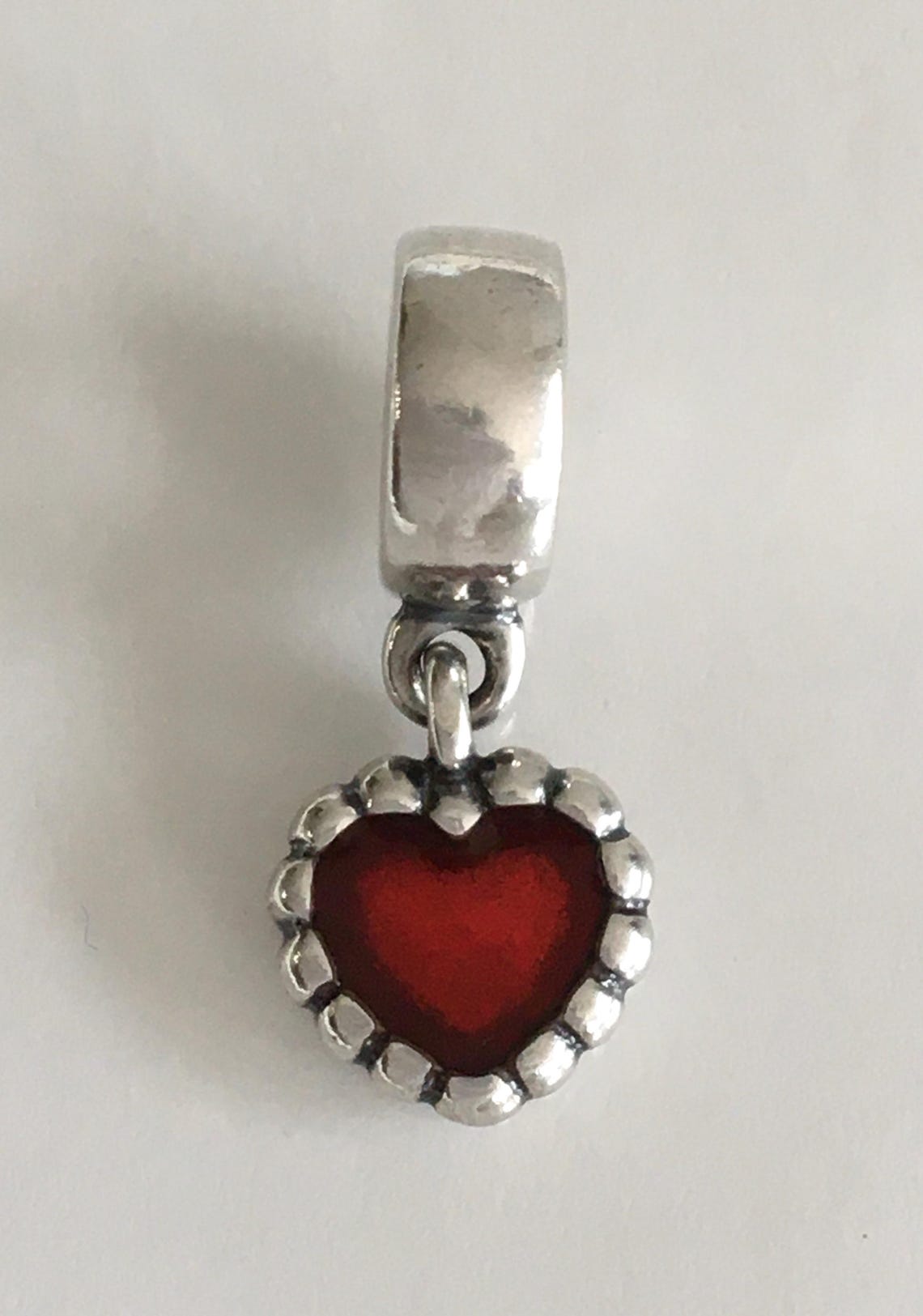 Pandora Logo Heart Dangle With Red Enamel Charm Retired Pandora Heart ...