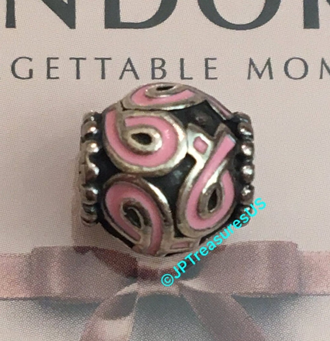 Authentic Pandora Pink Ribbon Enamel Charm Retired Pandora Charm ...