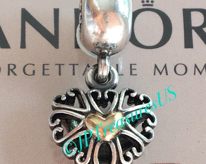Authentic Pandora Filled With Love Openwork Heart Dangle Charm Two Tone ...