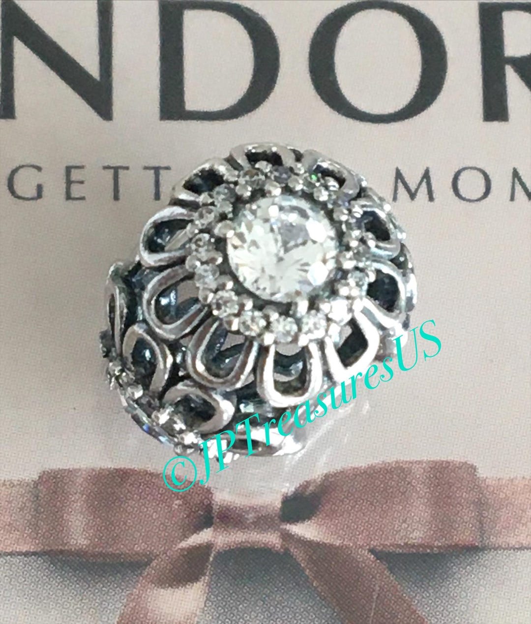 Authentic Pandora Floral Brilliance Charm With Clear Cubic Zirconia ...