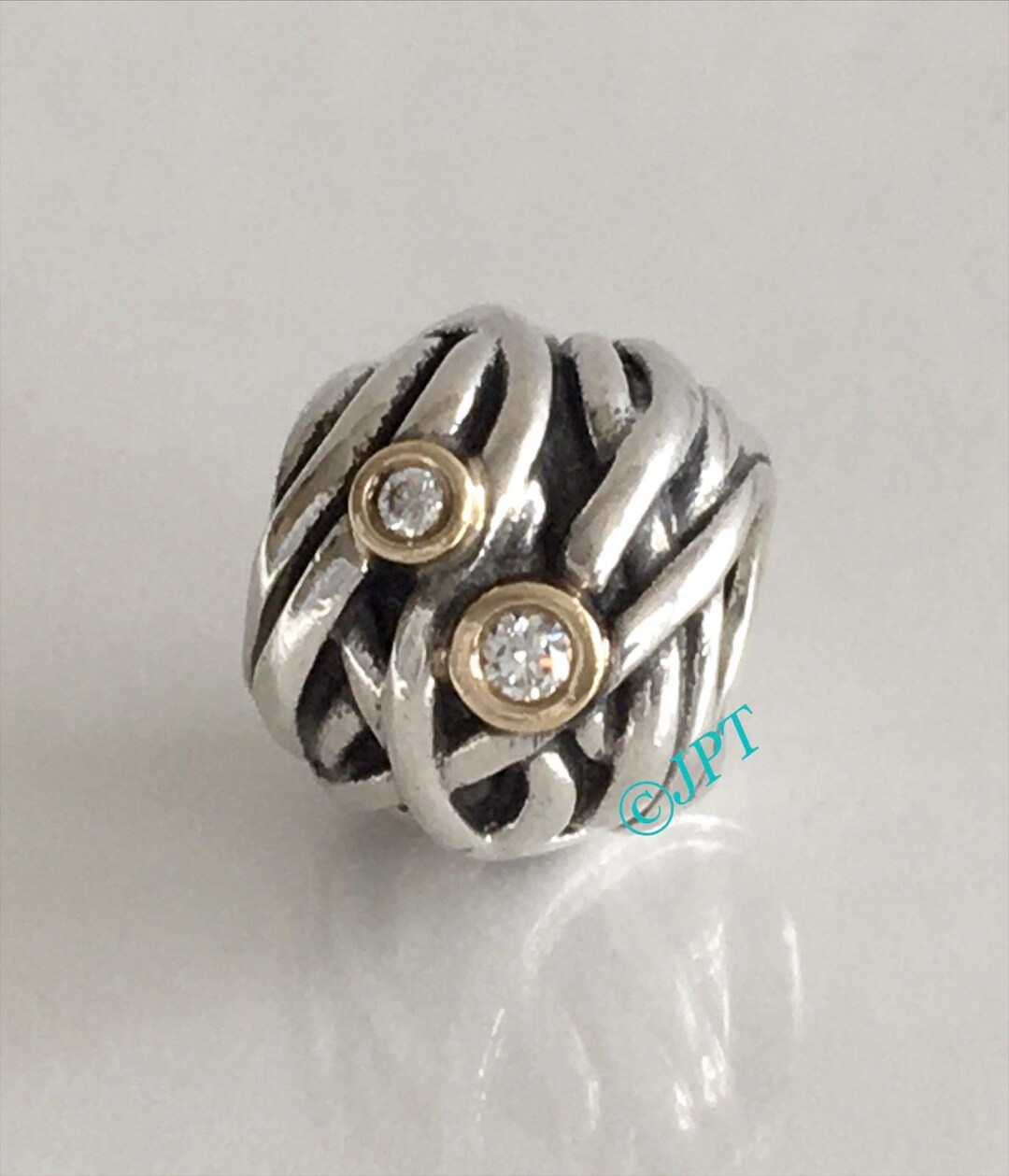 Authentic Pandora Woven Together Diamond Charm Two Tone Retired Pandora ...