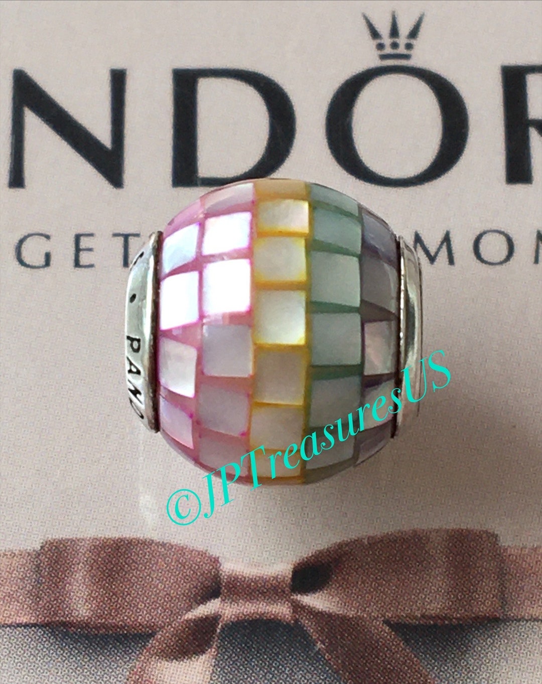 Authentic Pandora Rainbow Mosaic Mother of Pearl Charm Retired Pandora ...