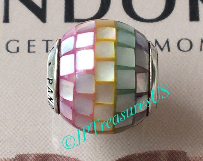 Authentic Pandora Rainbow Mosaic Mother of Pearl Charm Retired Pandora ...