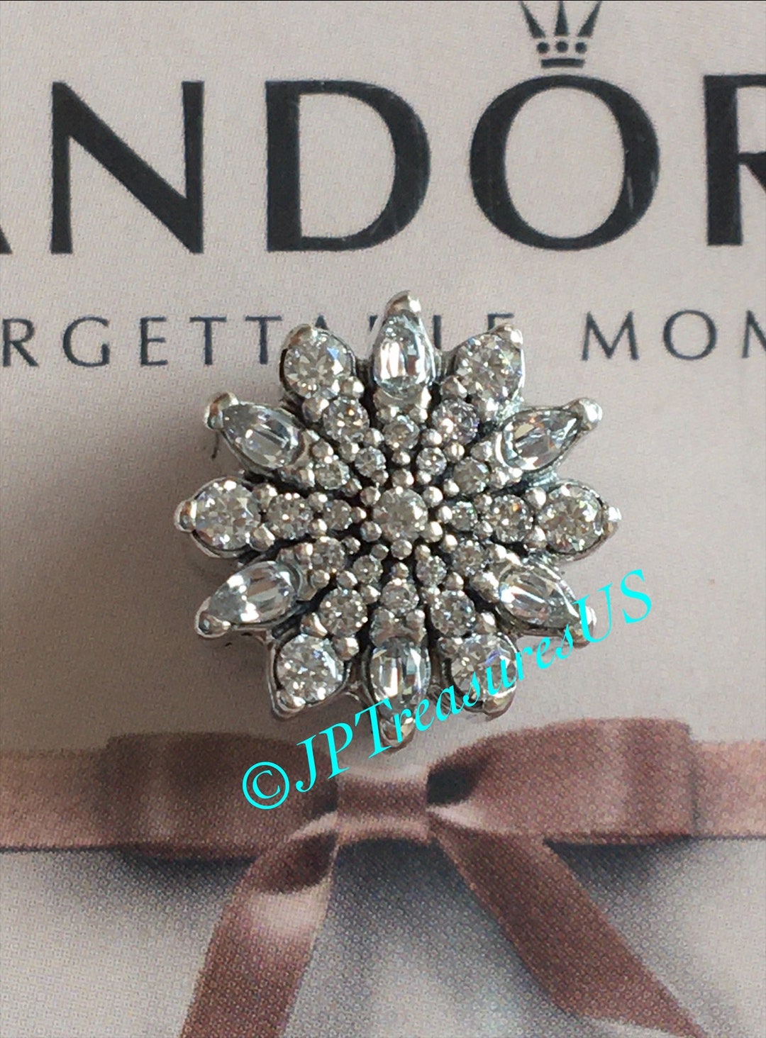 Authentic Pandora Crystal Snowflake With Clear CZ Charm Pandora Charm ...
