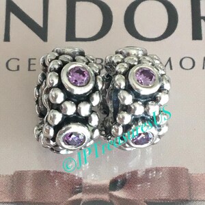2 Authentic Pandora Her Majesty Spacers With Purple CZ Retired Pandora ...