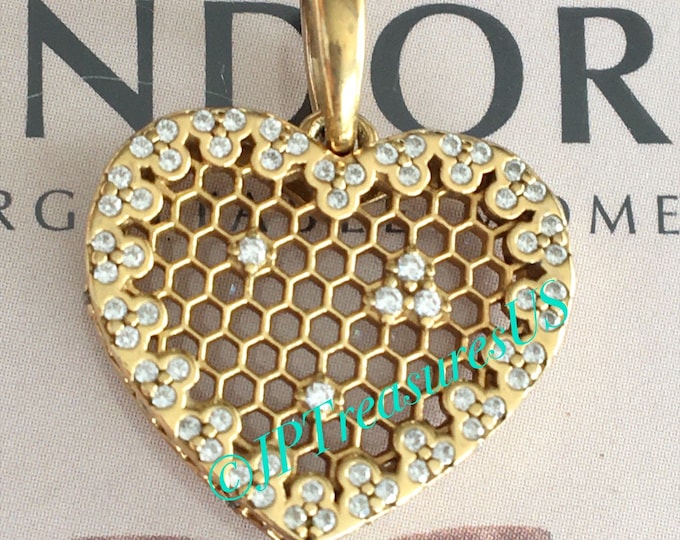 Authentic Pandora Honeycomb Lace Heart Dangle Pendant Shine Charm ...