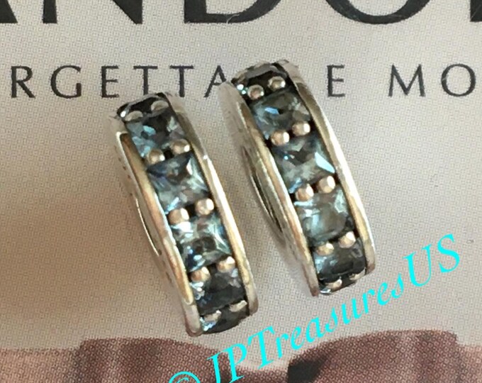 2 Authentic Pandora Eternity Spacers Pandora Blue Crystal Retired ...