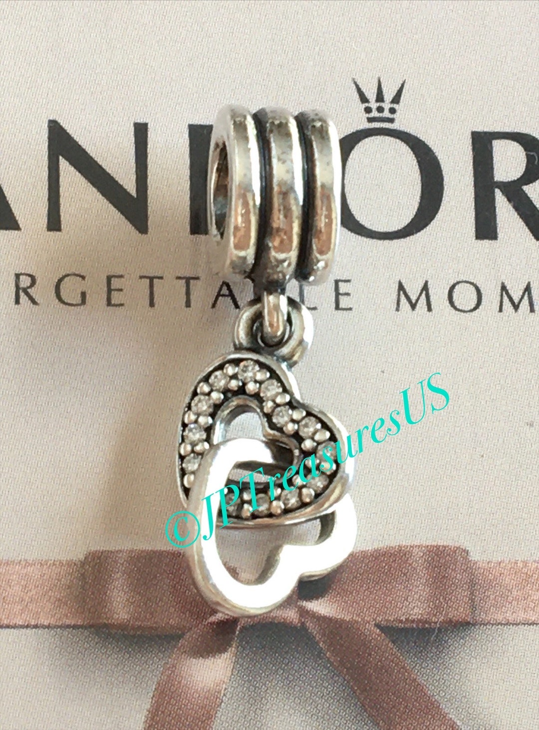 Authentic Pandora Interlocking Hearts With Clear CZ Dangle Charm ...