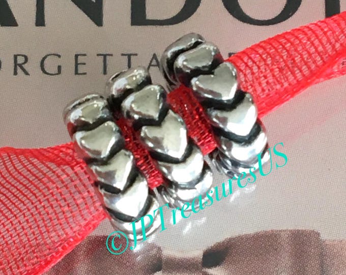3 Authentic Pandora Hearts Row Spacers Retired Pandora Charms Spacers ...
