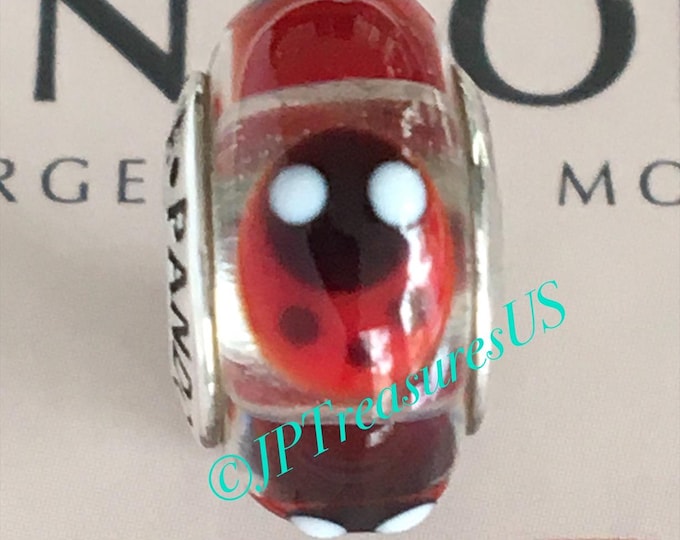 Authentic Pandora Ladybug Murano Glass Charm Bead Retired Pandora ...