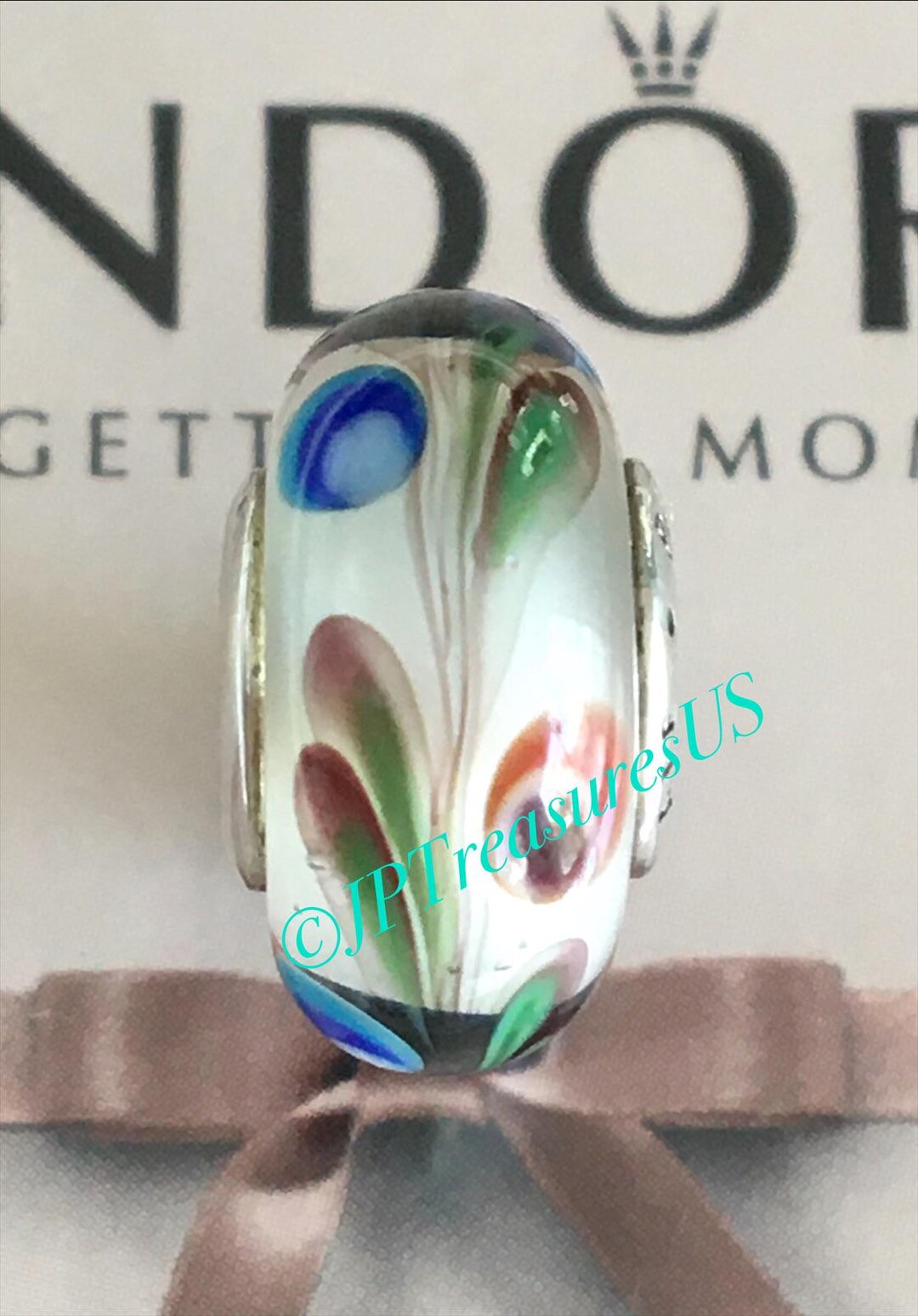 Authentic Pandora Folklore Peacock Murano Glass Charm Bead Retired ...