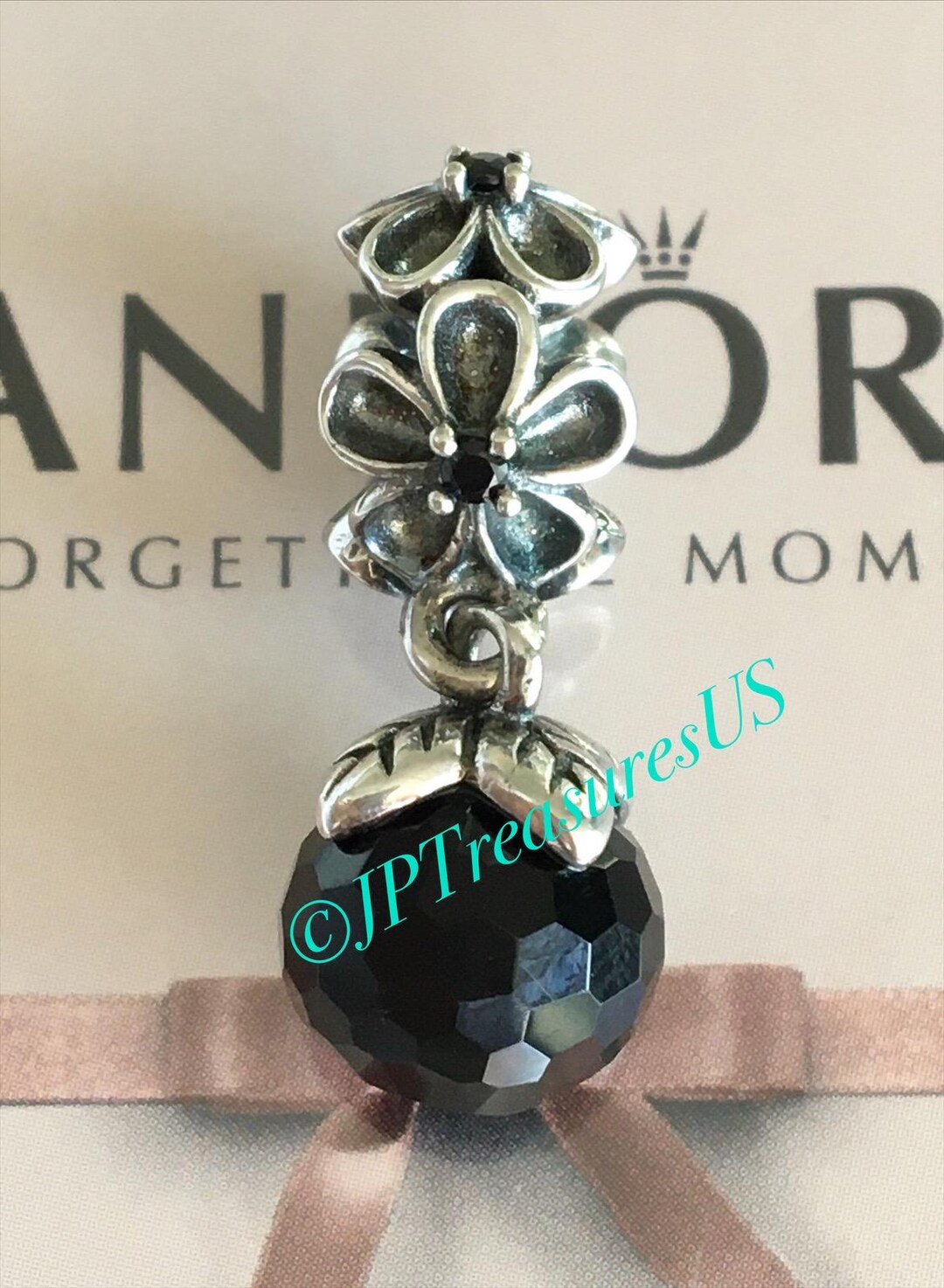 Authentic Pandora Garden Odyssey Black Onyx Spinel CZ Crystal Dangle ...