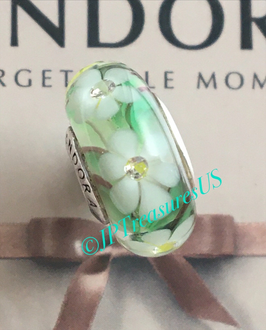 Authentic Pandora Wild Flowers Murano Glass Bead Pandora Charm Glass ...