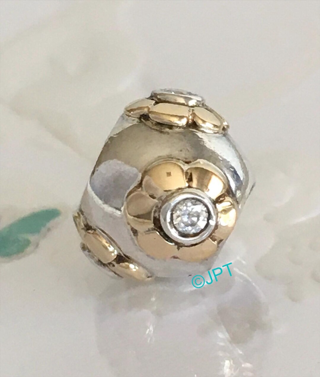 Pandora Raised Flowers Two Toned Charm Retired Pandora Charm Free ...