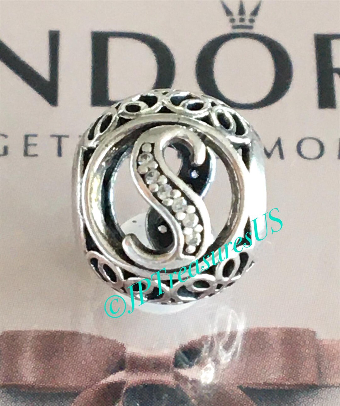 Authentic Pandora Vintage Letter S Charm With Clear CZ Pandora Alpha ...
