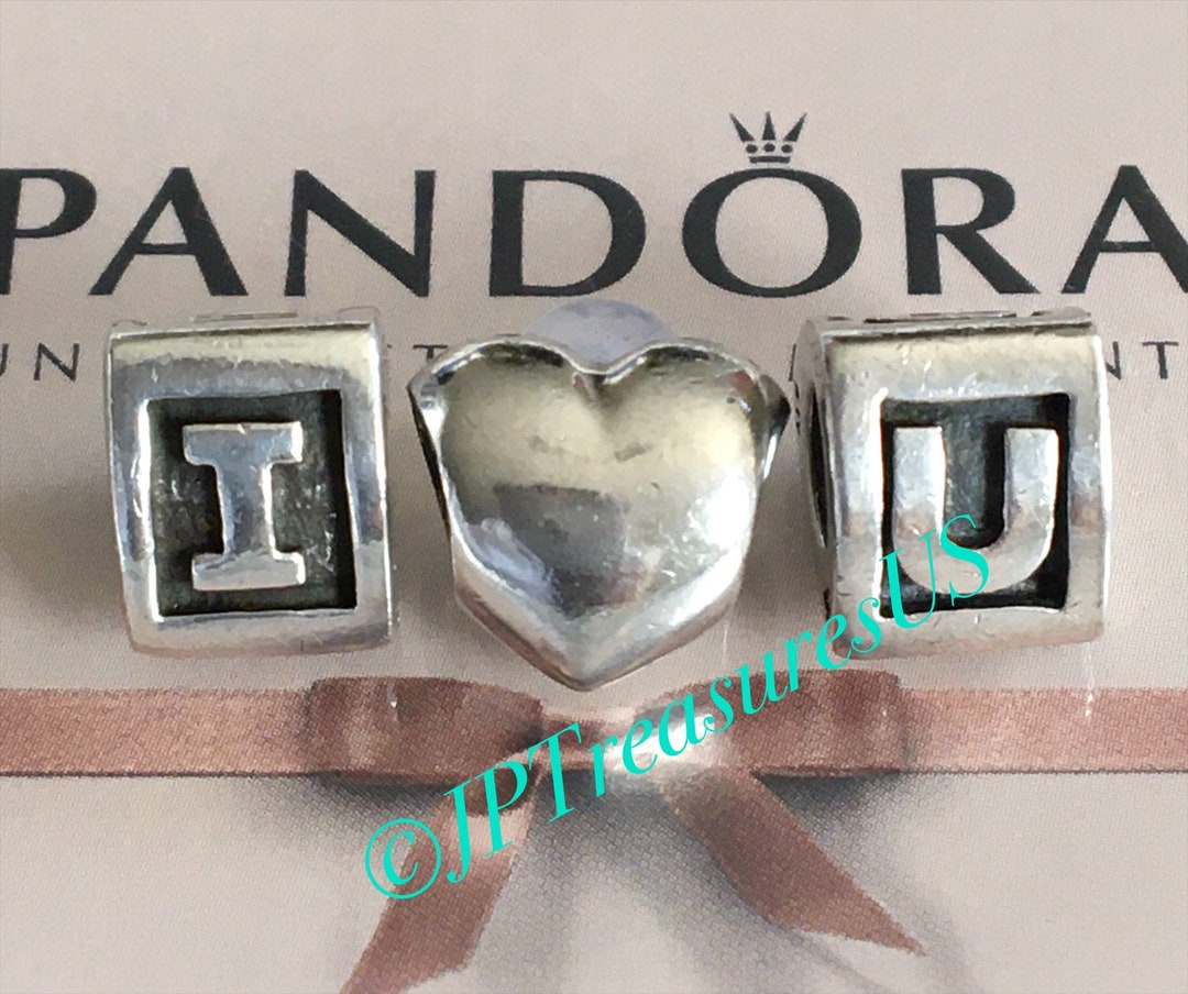 Authentic Pandora Letter I Heart Letter U Charms Lot Pandora Retired ...
