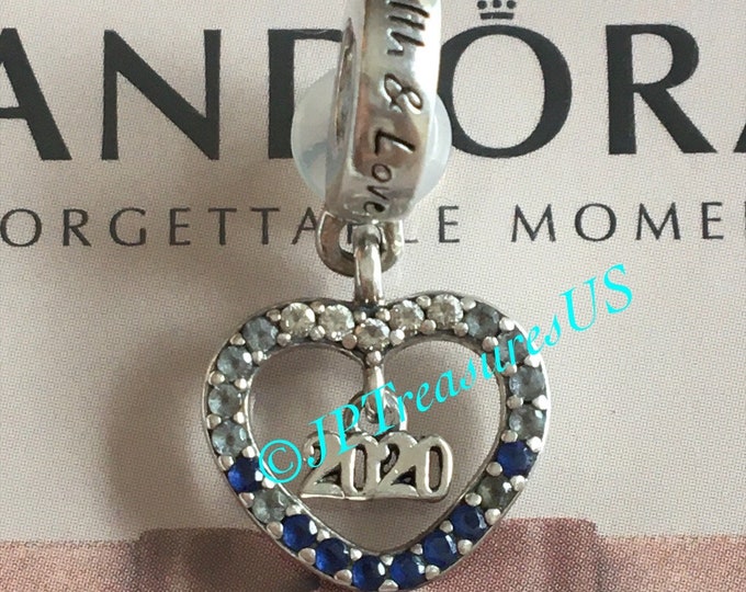 Authentic Pandora Year 2020 Charm Dangle Blue CZ Pandora Happiness ...