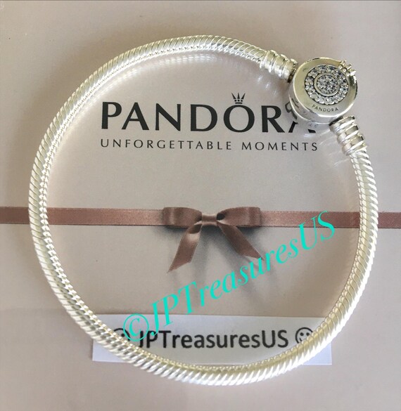 Authentic Pandora Sparkling Crown O Snake Chain Brace… - Gem
