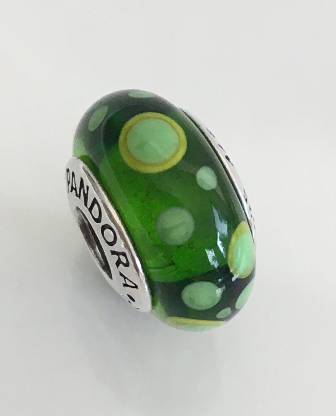 Pandora Green Murano Glass Bubbles Charm Retired Pandora Murano Glass ...