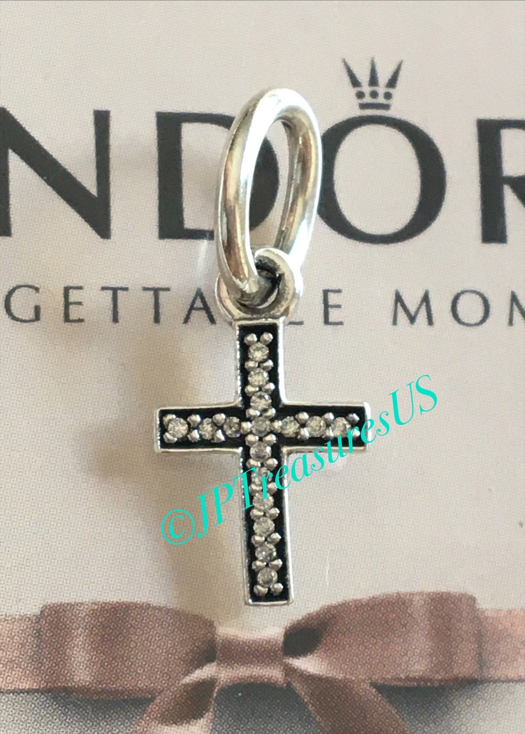Authentic Pandora Symbol of Faith Dangle Clear CZ Charm Retired Pandora ...