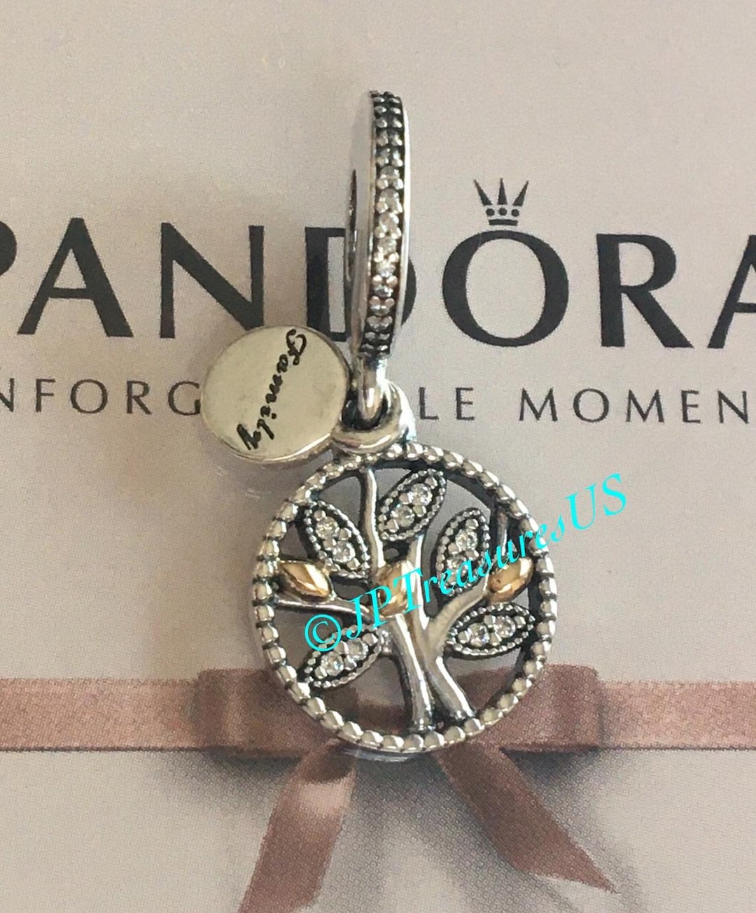 Authentic Pandora Family Tree Heritage Dangle Charm Two Tone Retired ...