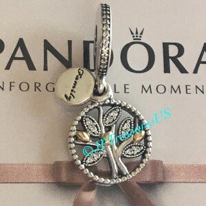 Authentic Pandora Family Tree Heritage Dangle Charm Two Tone Retired ...