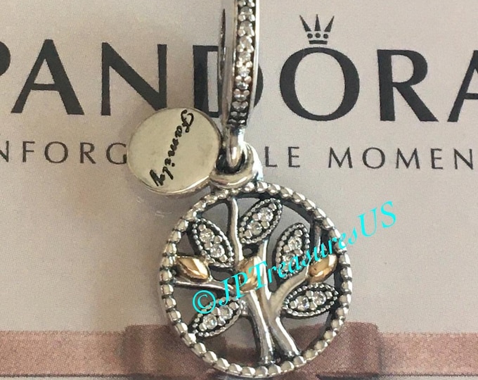 Authentic Pandora Family Tree Heritage Dangle Charm Two Tone Retired ...