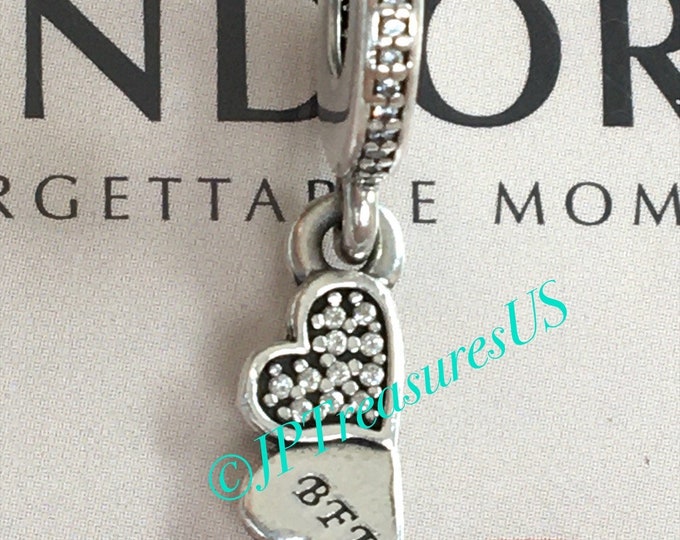 Authentic Pandora BFF Best Friends Charm With Clear CZ Pandora Hearts ...