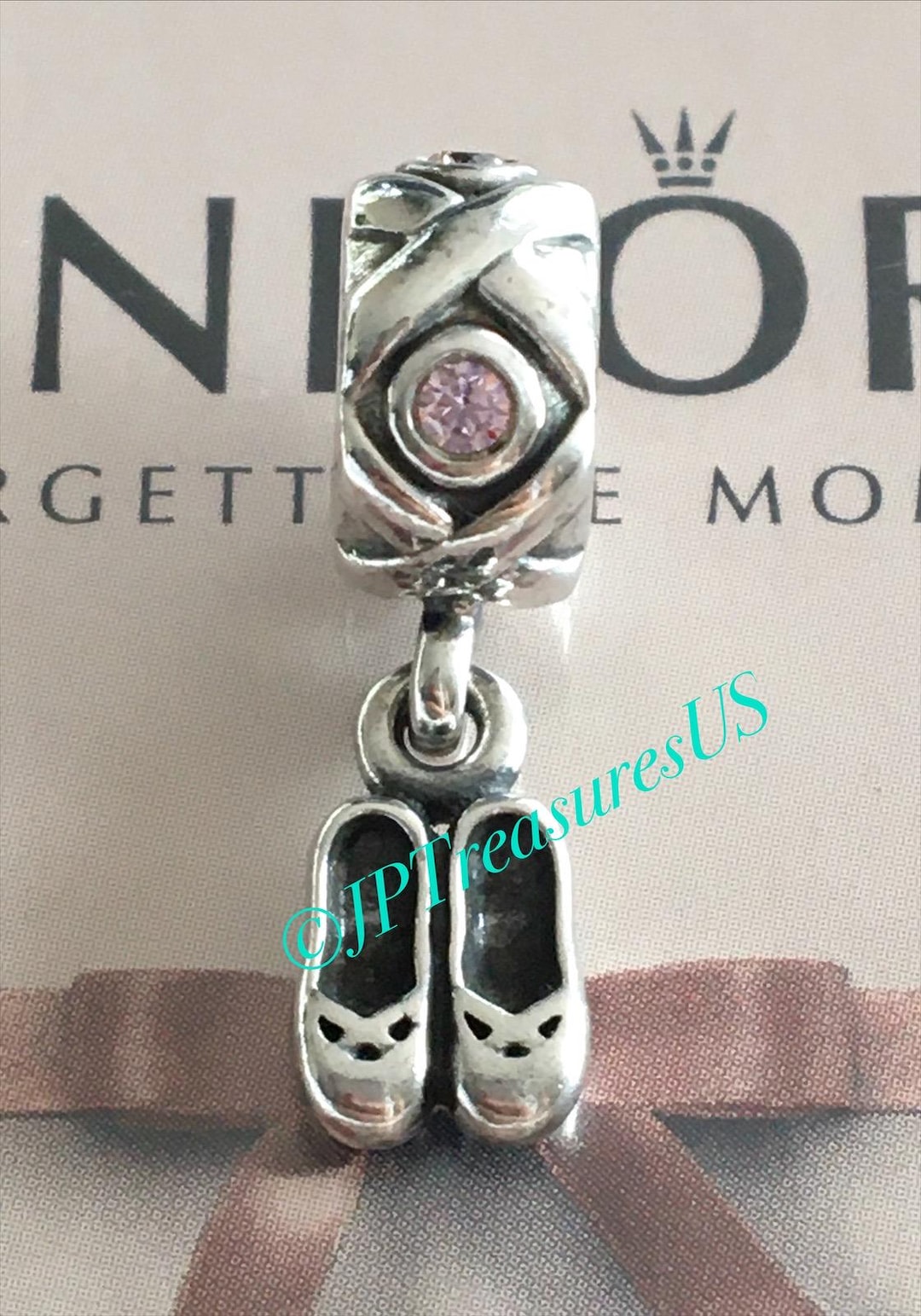 Authentic Pandora Ballerina Shoes Dangle Pink CZ Charm Retired Pandora ...