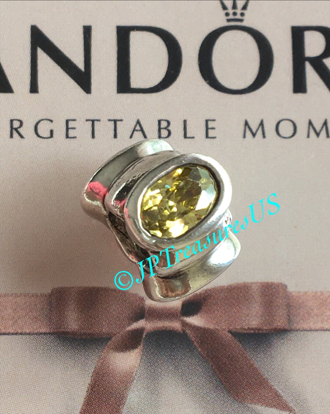 Authentic Pandora Yellow/greenish Cat’s Eye Oval Citrine CZ Charm ...