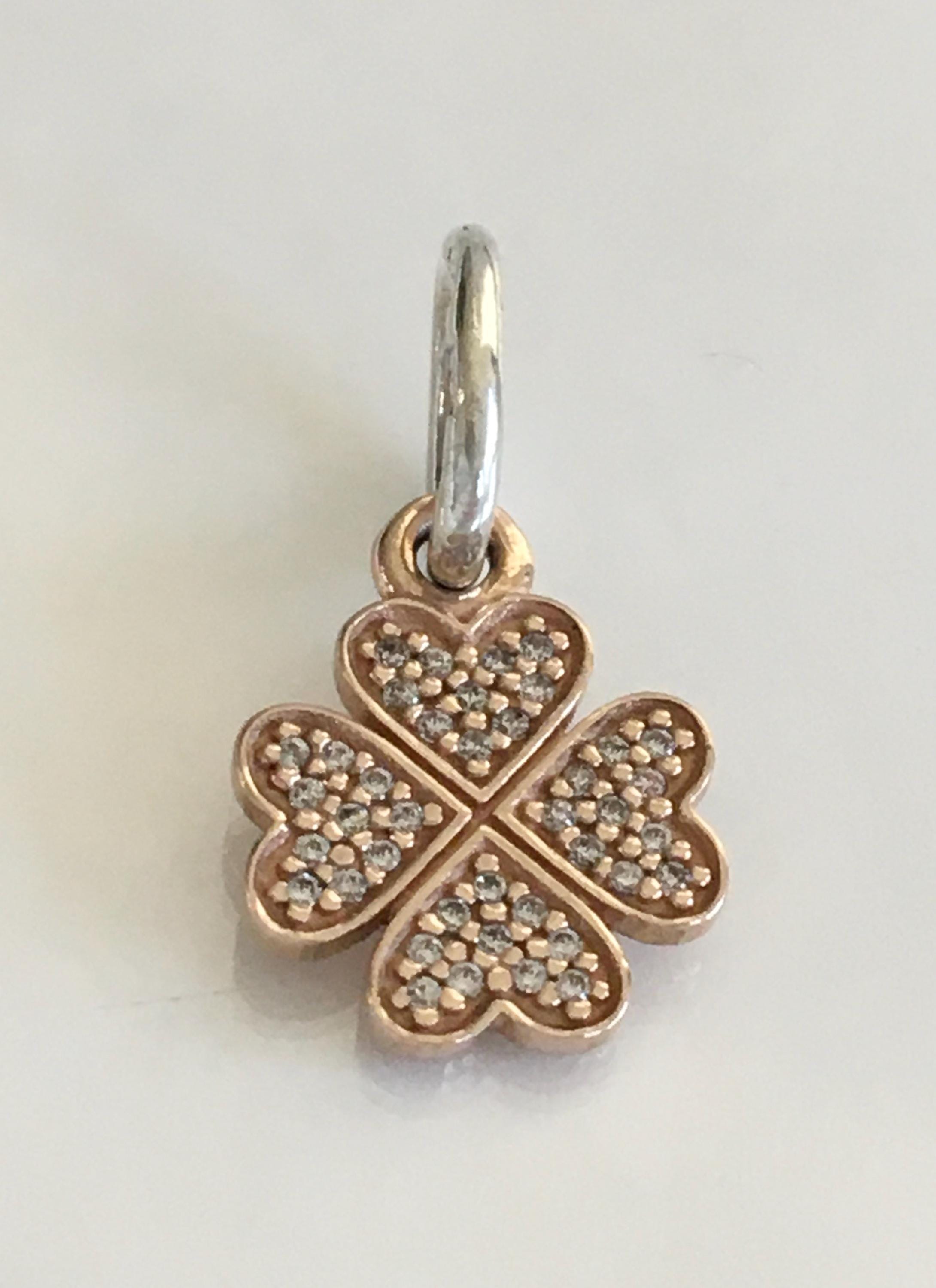 Pandora Symbol of Lucky in Love Rose Gold Dangle Charm Pandora Clover ...