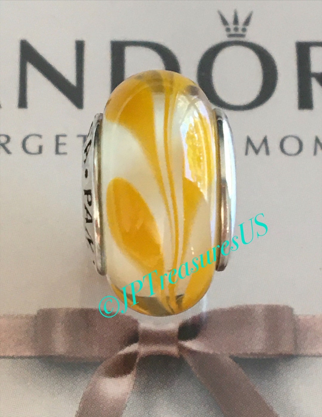 Authentic Pandora Yellow Swirls Murano Glass Charm Retired Pandora ...