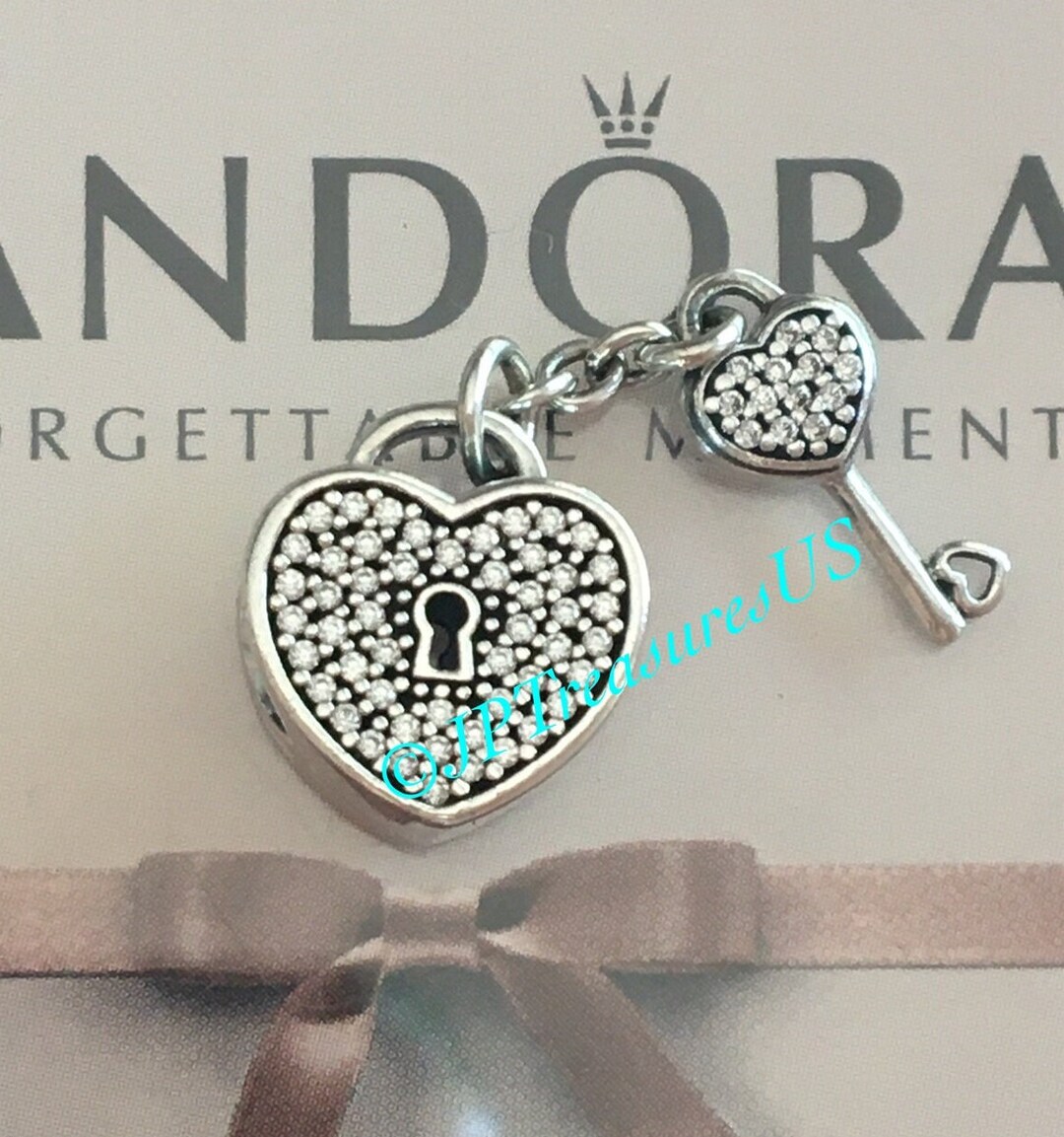 Authentic Pandora Lock of Love With Clear CZ Retired Pandora Charm ...