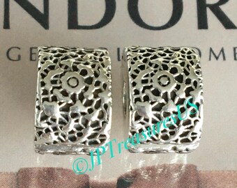 2 Authentic Pandora Heart of Hearts Dangle Clips Pandora Two Tone Clips ...