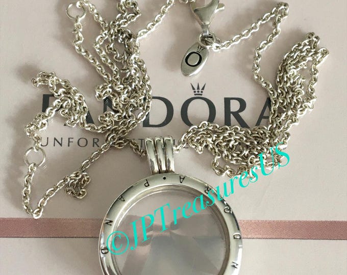Authentic Pandora Locket Logo Circle Pendant With Pandora Chain ...