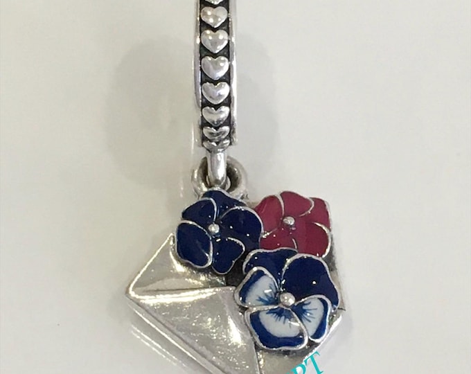 Authentic Pandora Pansy Flower Envelope Dangle Retired Pandora Flower ...