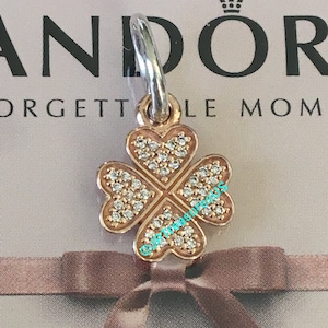 Authentic Pandora Symbol of Lucky in Love Rose Gold Dangle Charm ...