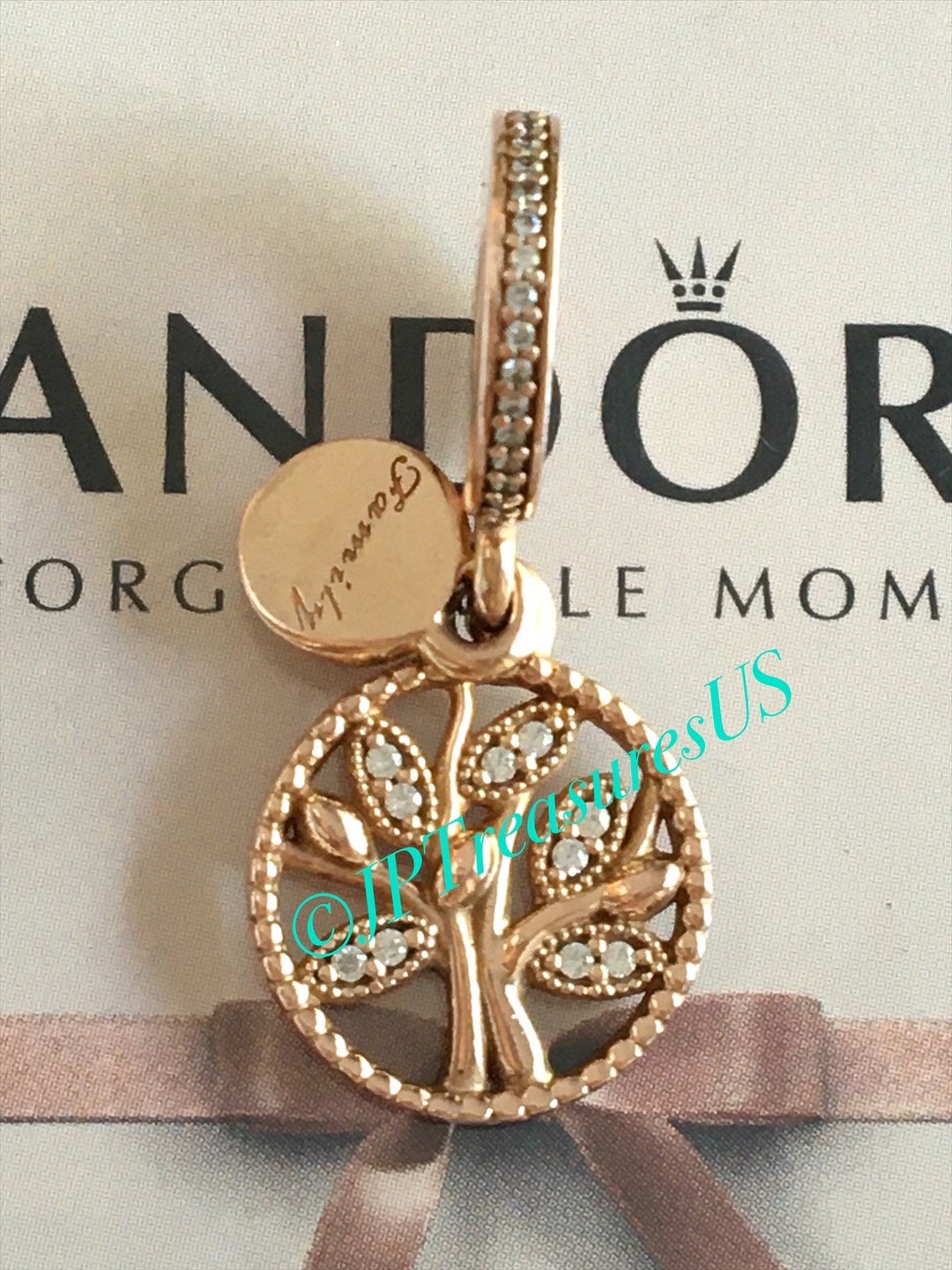 Authentic Pandora Family Tree Heritage Rose Gold Plated Dangle Charm ...