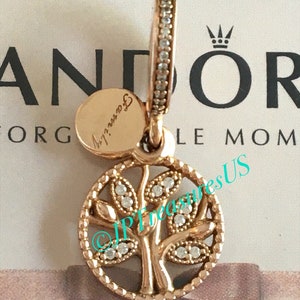 Authentic Pandora Family Tree Heritage Rose Gold Plated Dangle Charm ...