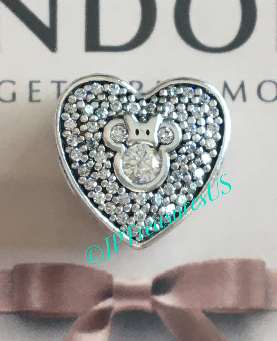 Authentic Pandora Mickey and Minnie Mouse Sparkling Heart Pave CZ Charm ...