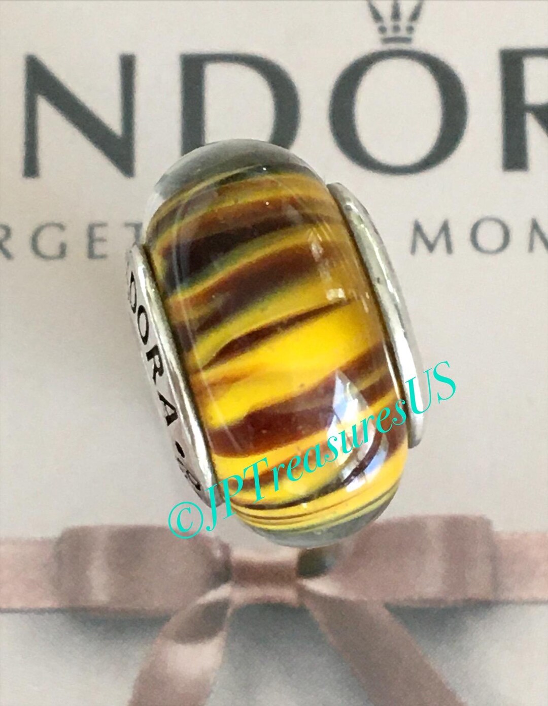 Authentic Pandora Tiger Animal Print Murano Glass Bead Bengal Retired ...
