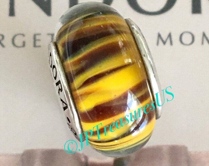 Authentic Pandora Tiger Animal Print Murano Glass Bead Bengal Retired ...