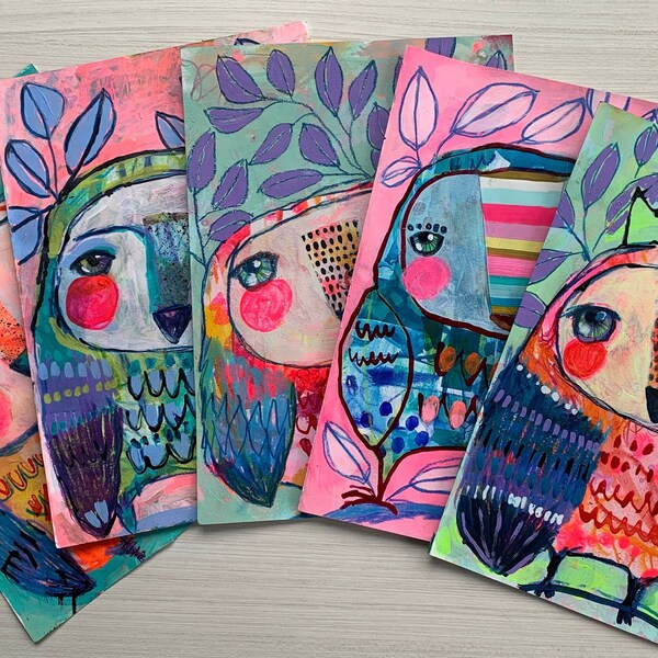 Mixed Media Owl - Etsy