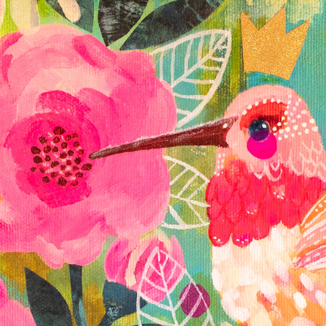 Mixed Media hummingbird Queen Art Print - Etsy