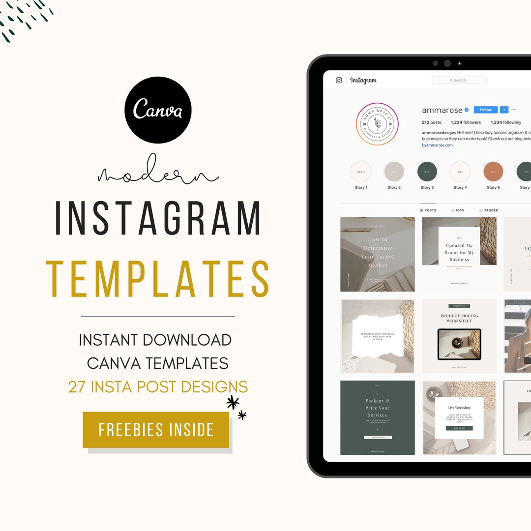 Modern Instagram Templates | Instagram Media Kit | Instagram Set ...