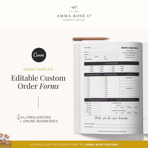 Editable Order Forms Order Fill Our Form Order Form - Etsy