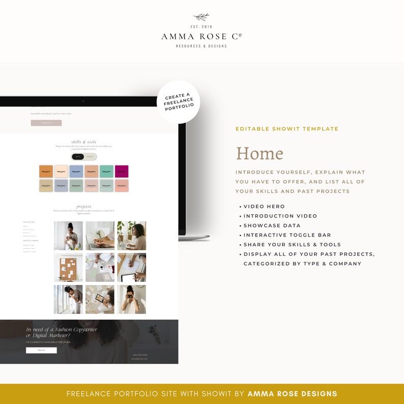 Freelance Portfolio Website Template | Showit Website Template ...